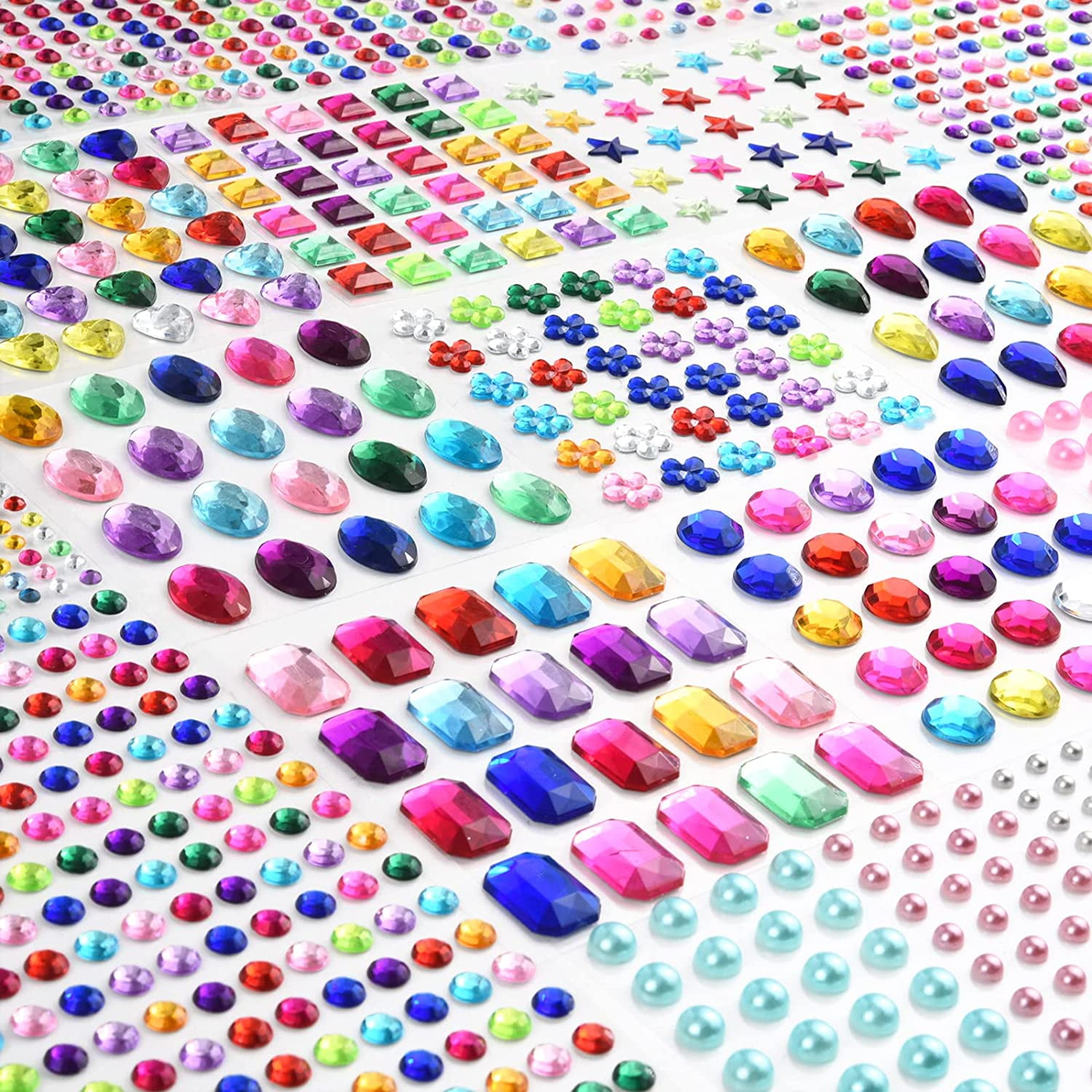 2102pcs Gems Stickers, Self Adhesive Gems for Crafts Bling Rhinestones ...