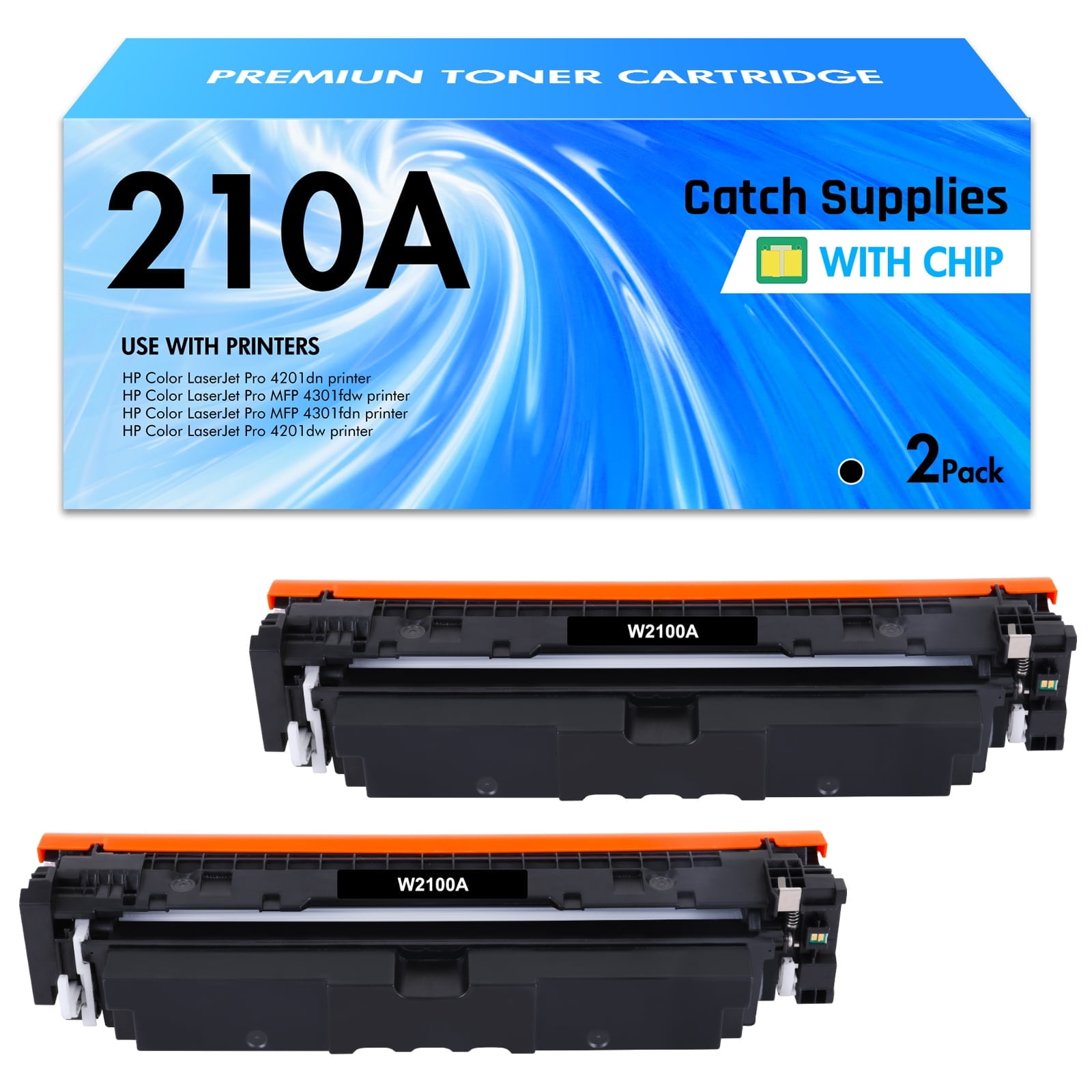 210A Black Toner Cartridges 2 Pack with Chip Compatible for HP 210A 210X 4301fdw W2100A W2100X ...