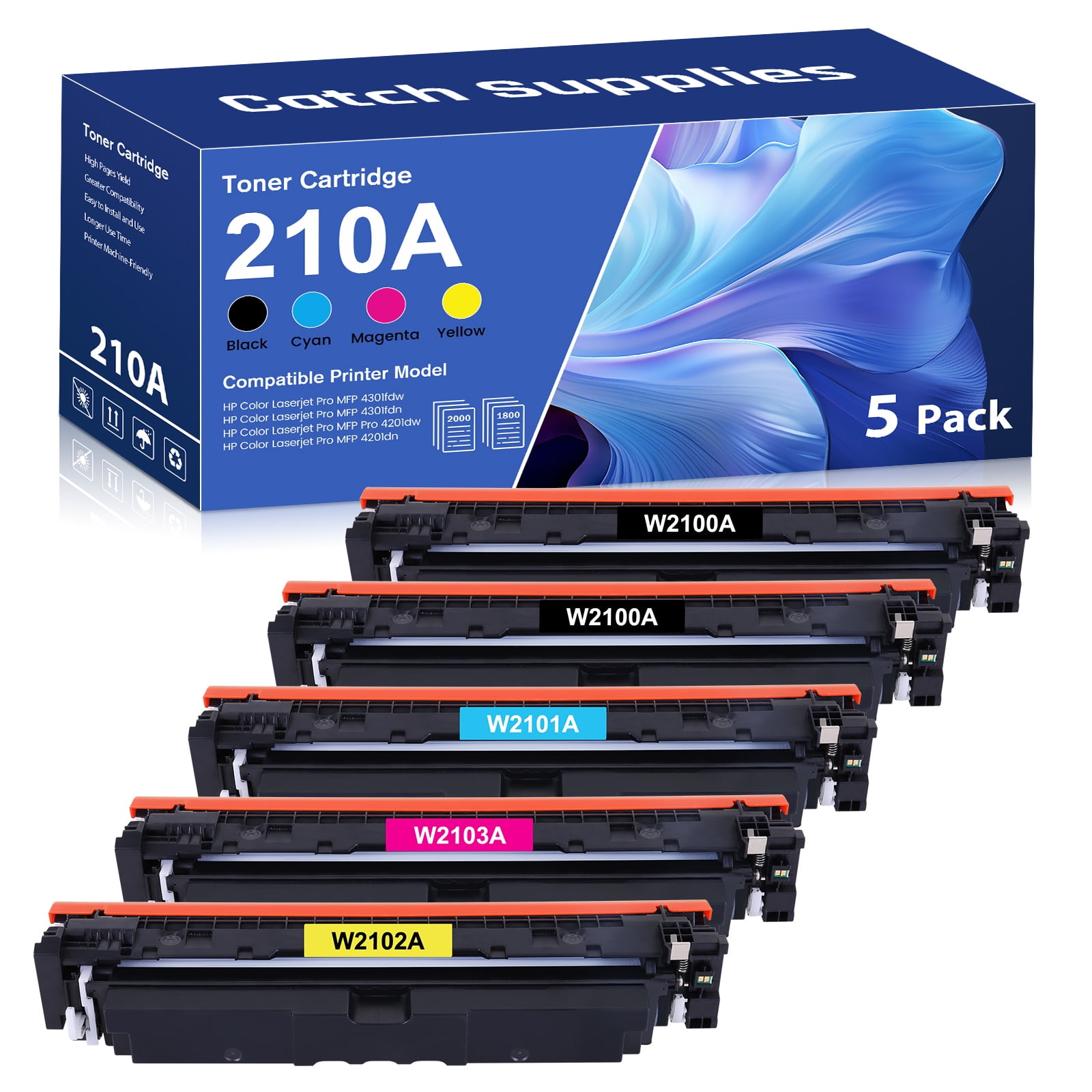 210A High Yield Toner Cartridges With Chip (5-Pack) Compatible for HP ...