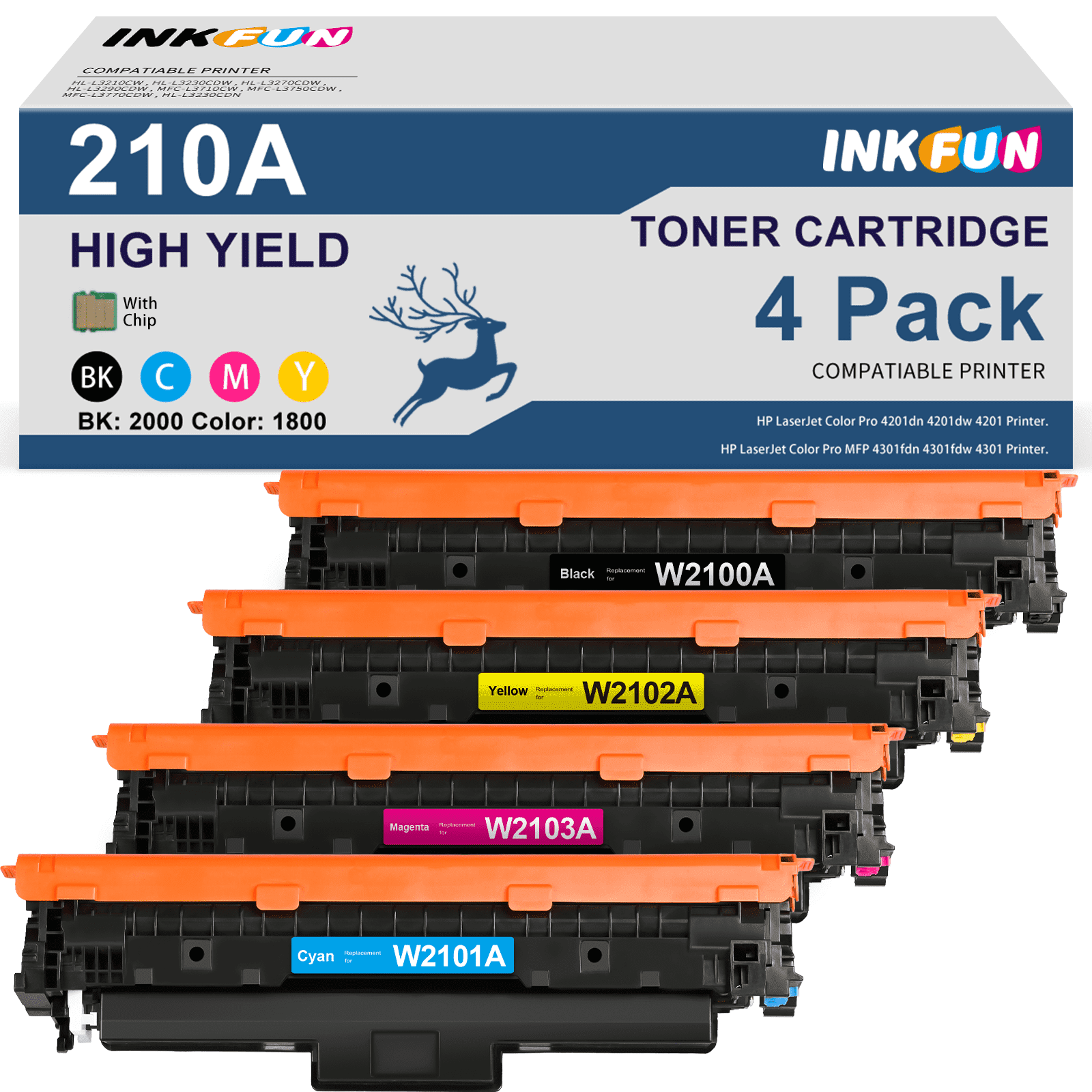 210A Toner Cartridge with Chip Compatible for HP 210A 210X W2100A ...