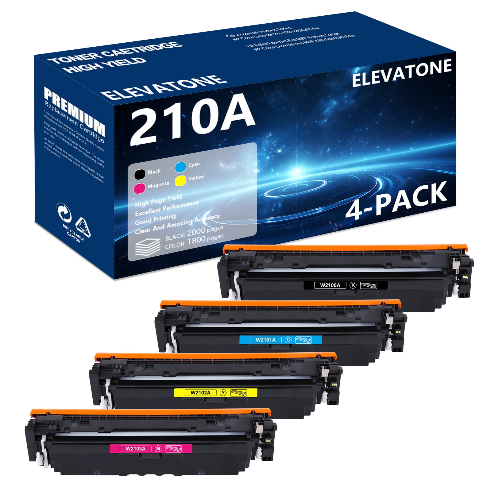 210A Toner Cartridges 4 Pack Standard Yield: (with Chip) Compatible for ...