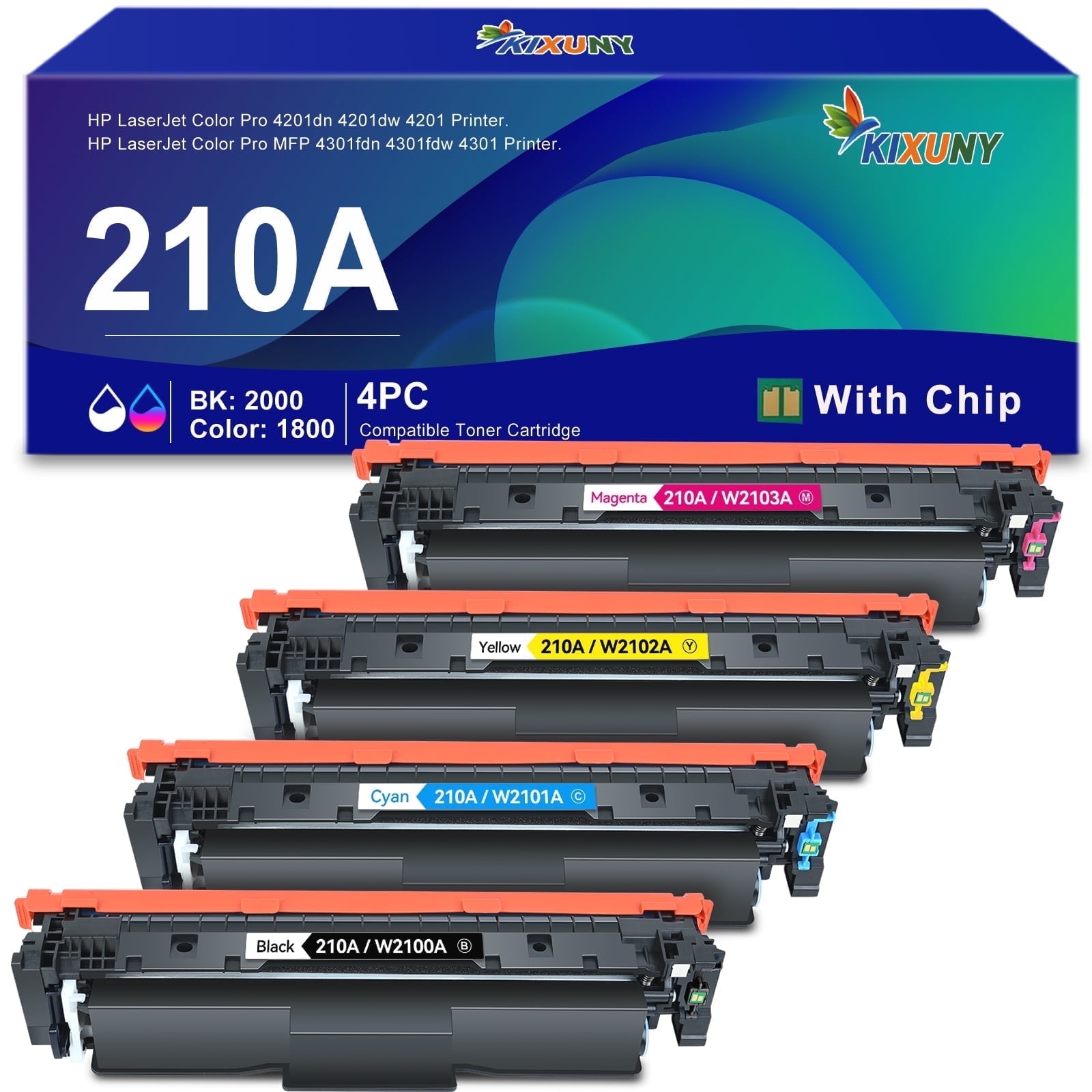 210A Toner 4 Pack (With Chip) Compatible for HP 210A 210X Toner ...