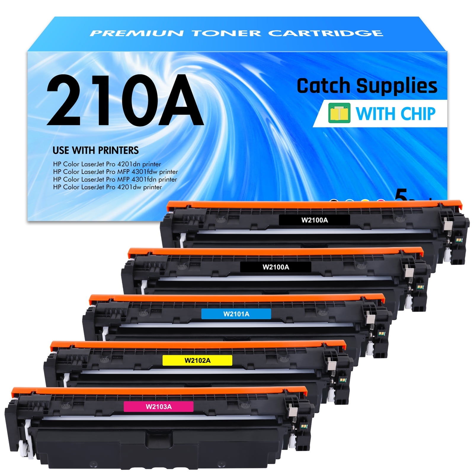 210A Toner Cartridges 5 Pack with Chip Compatible for HP 210A 210X ...