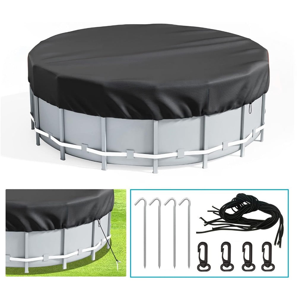 210D Oxford Cloth Round Solar Pool Cover with Drawstring 6 Sizes Black ...