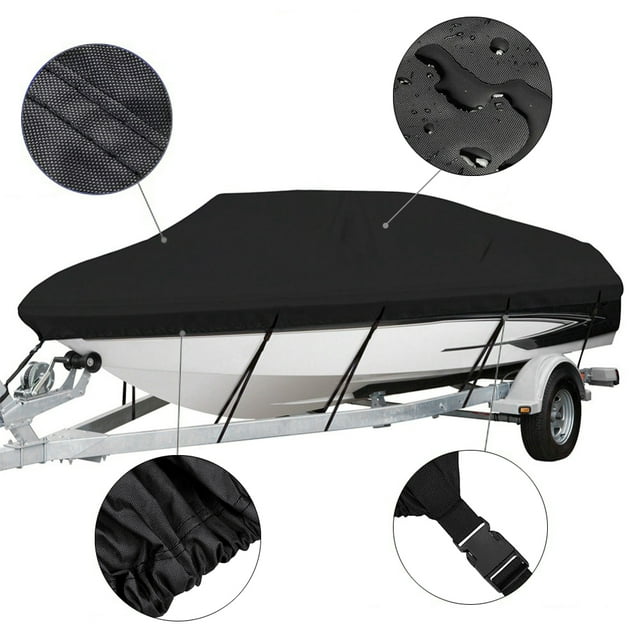 210D Waterproof Heavy Duty V-Hull Boat Cover Trailerable Fishing Ski ...