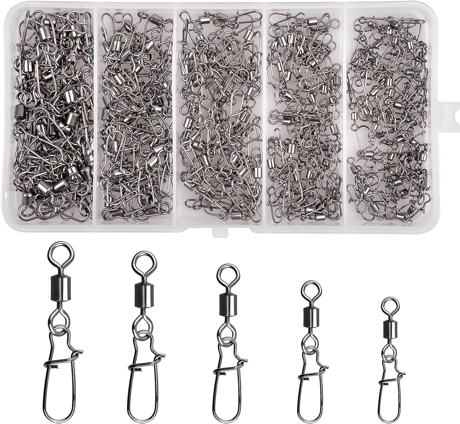 210PCS Fishing Swivels, Rolling Barrel Fishing Swivel Snaps, High ...