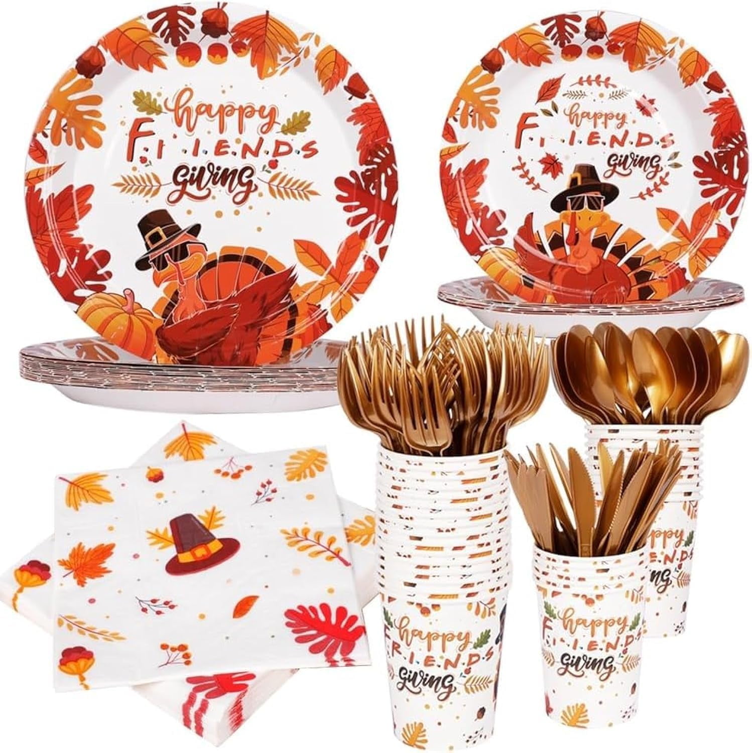 210Pcs 30 Guest Thanksgiving Plates, Fall BSL1 Party Supplies Set ...