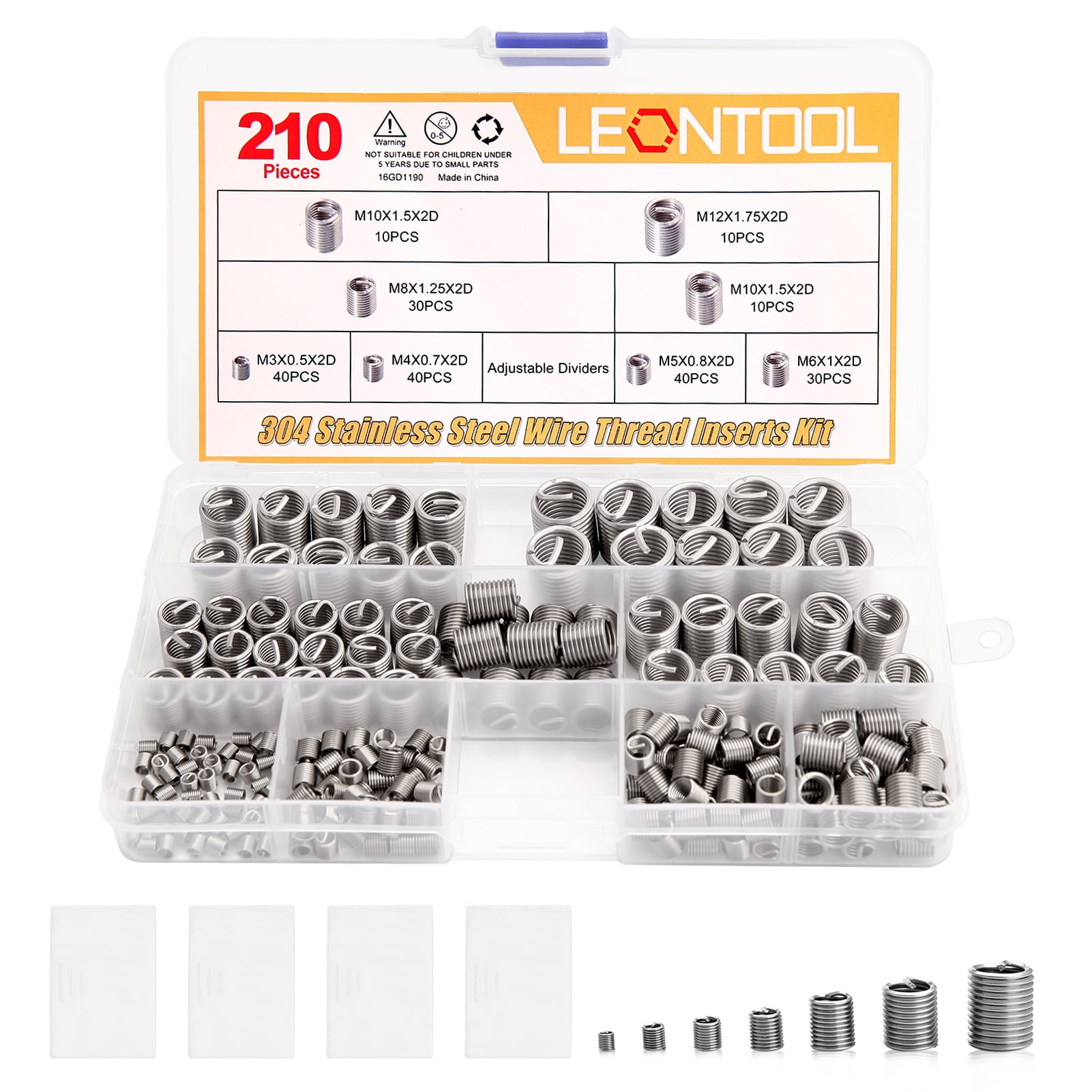 210Pcs Wire Inserts Screws Sleeve Assortment Kit, 304 Stainless Steel ...
