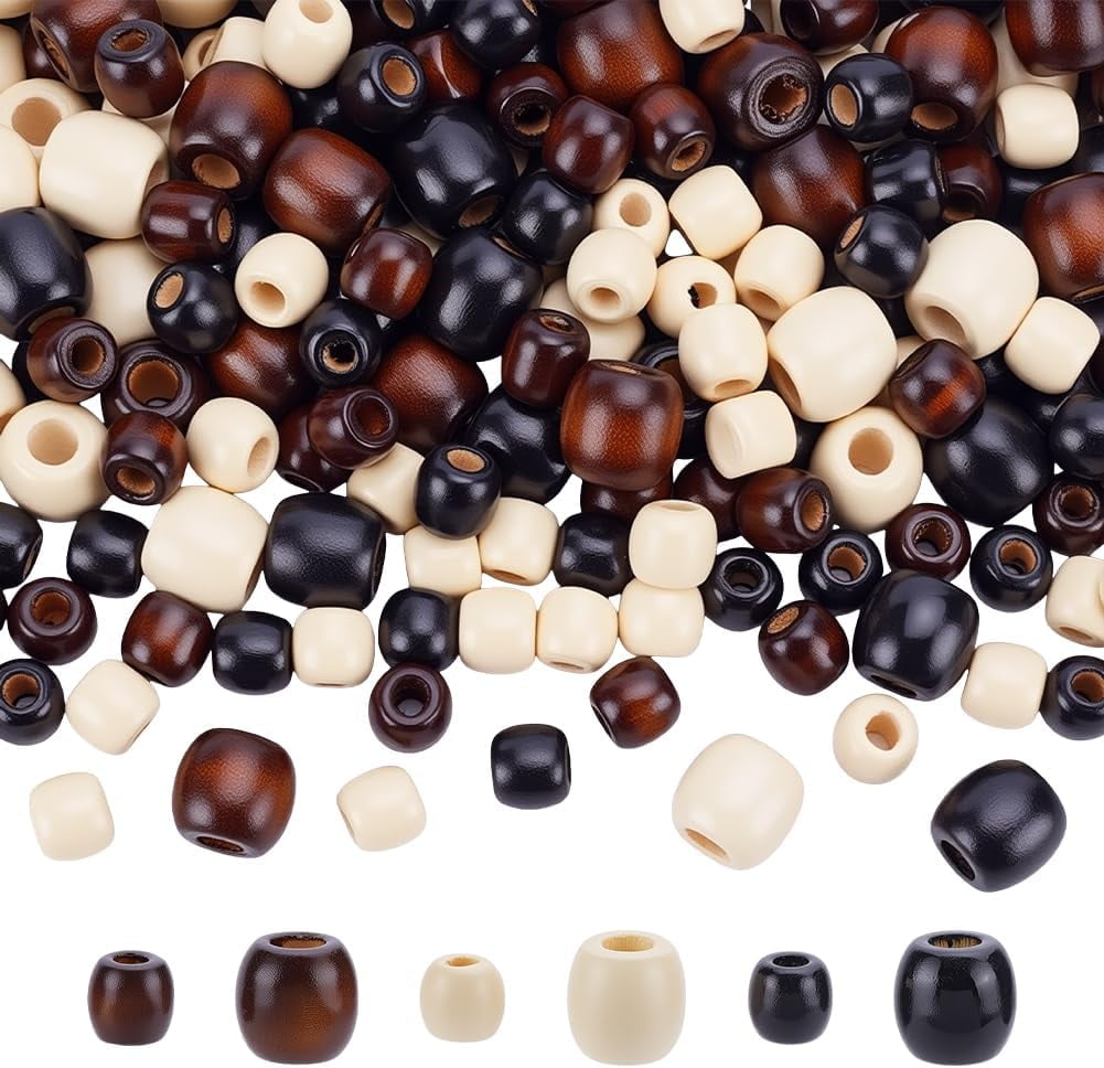 210Pcs Wooden Beads 6 Styles 12mm 17mm Dyed Natural Maple Wood Bead ...
