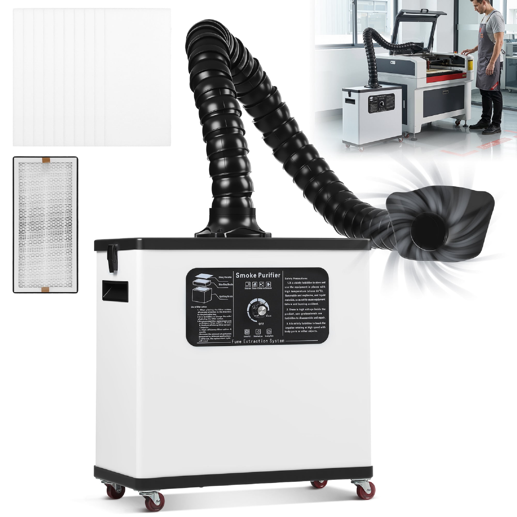 210W Solder Fume Extractor 360m³/h Strong Suction High Efficiency ...