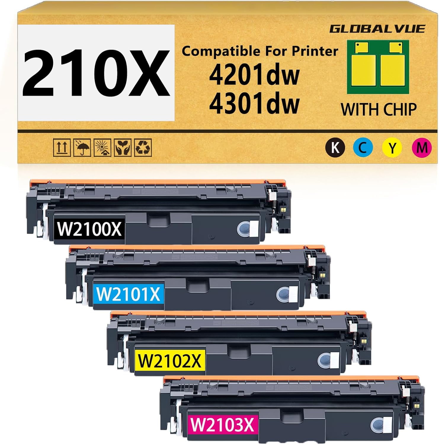 210X 210A Toner Cartridges 4 Pack (with Chip) Compatible with HP 210X ...