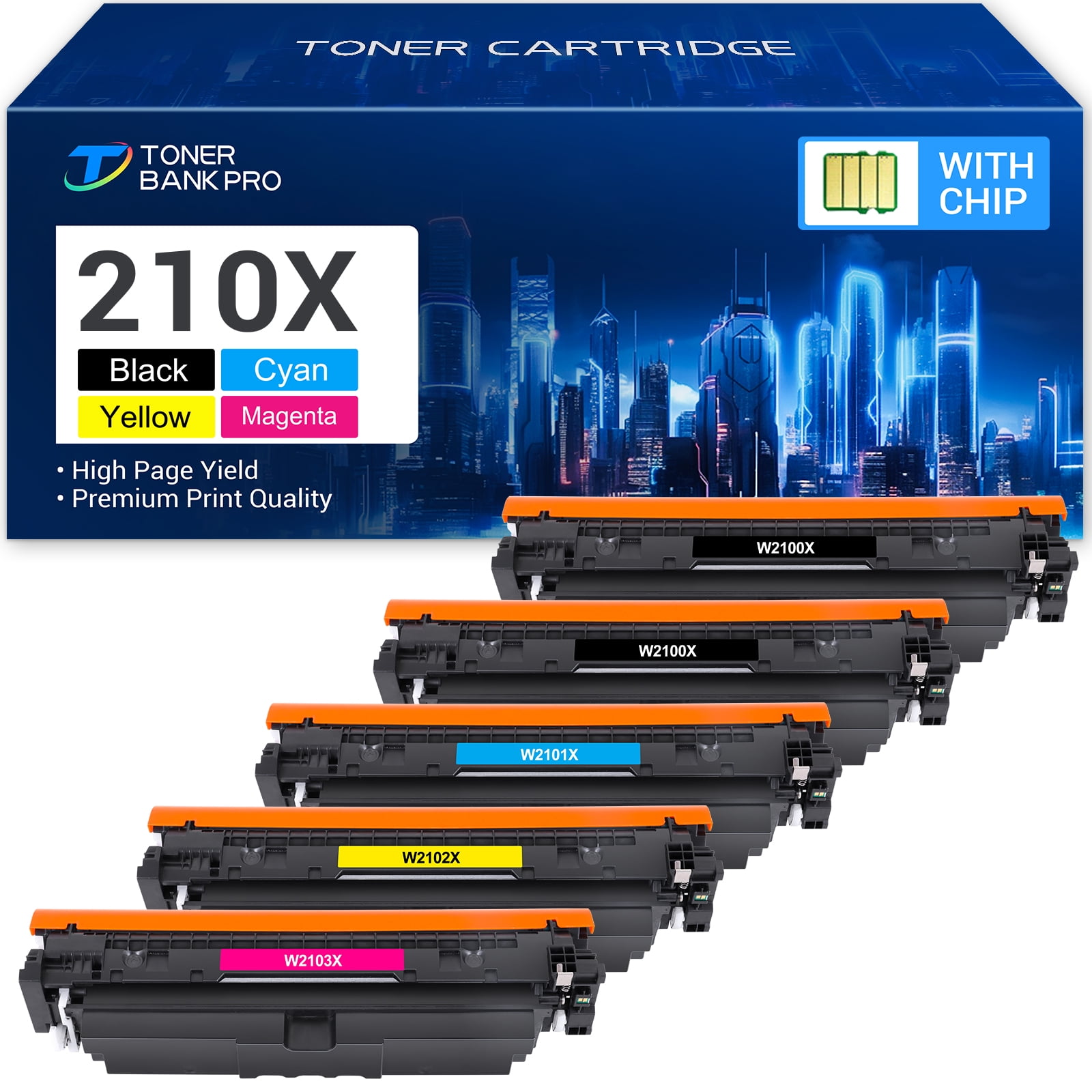 210X High Yield Toner 5 Pack for HP Laserjet Pro MFP 4301fdw 4201dw (2B ...