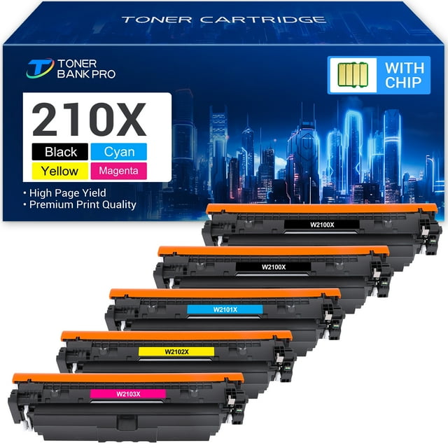 210X High Yield Toner 5 Pack for HP Laserjet Pro MFP 4301fdw 4201dw (2B ...