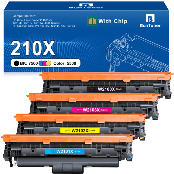 210X Toner 4 Pack (With Chip) Compatible for HP 210A 210X Toner ...