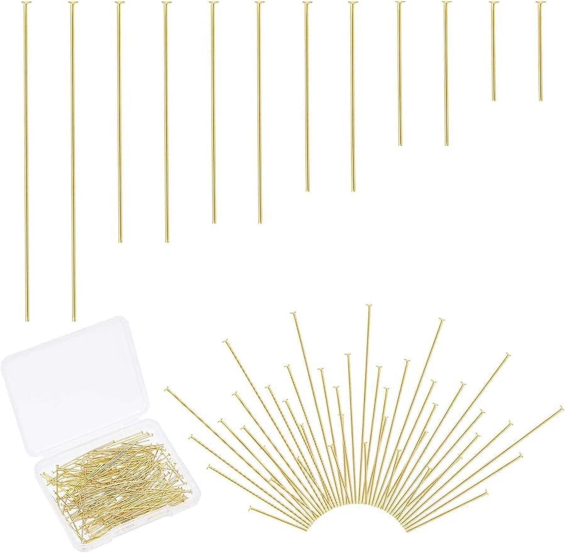 210pcs 24K Gold Flat Head Pins 304 Stainless Steel Jewelry Making Pins ...