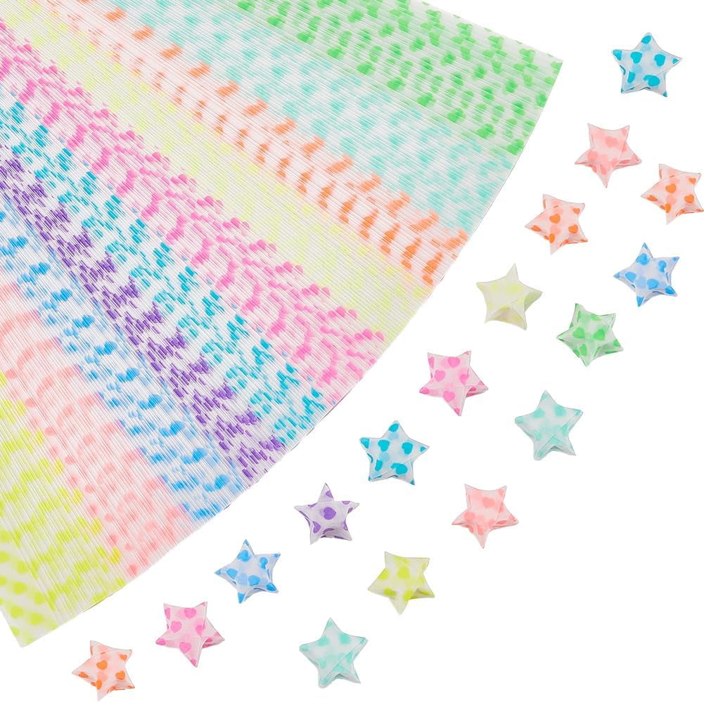 210pcs Heart Origami Stars Paper 10 Colors Double Sided Star Paper ...