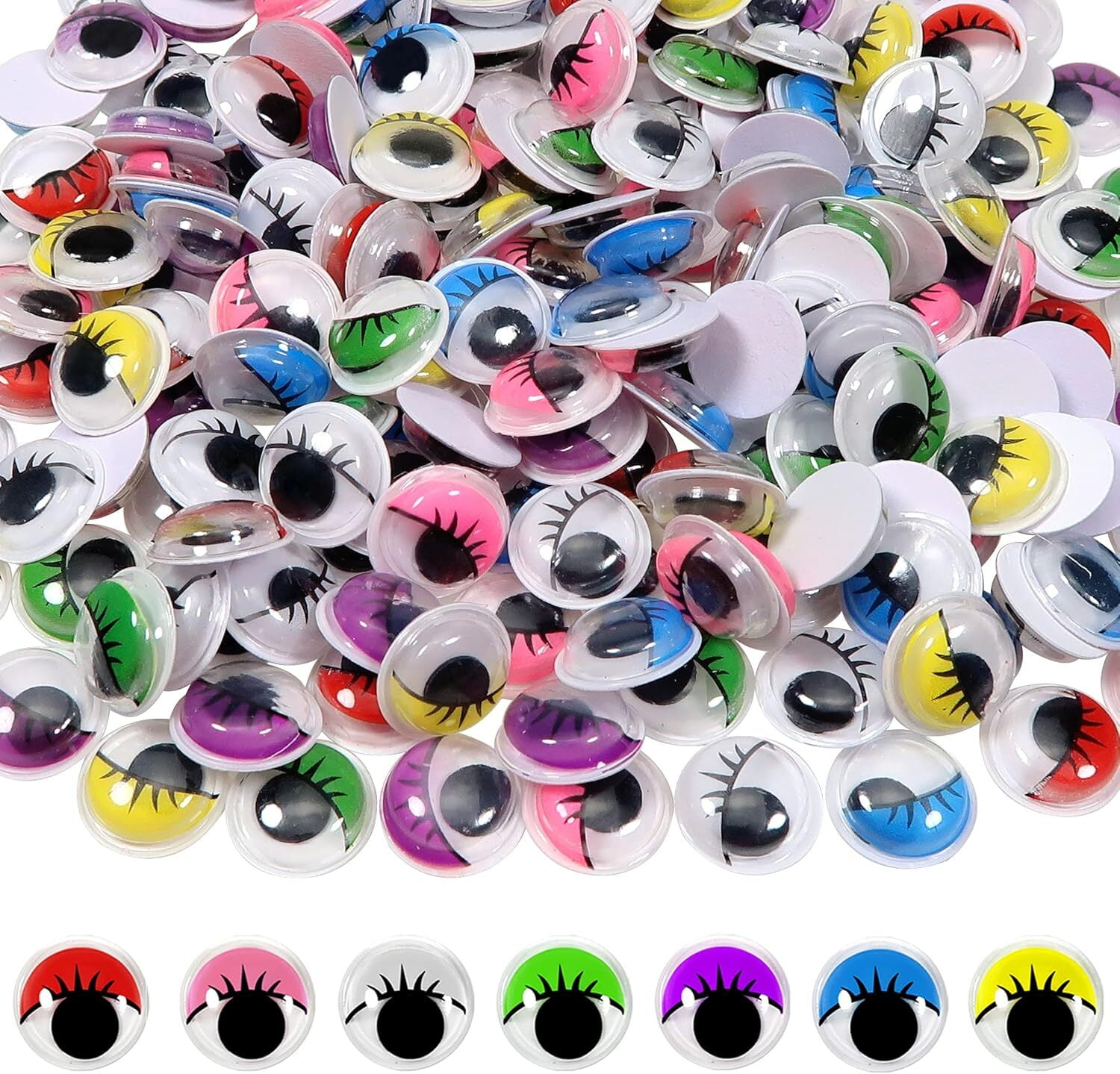 210pcs Plastic Googly Eyes with Eyelashes Wiggle Eyes Self Adhesive ...