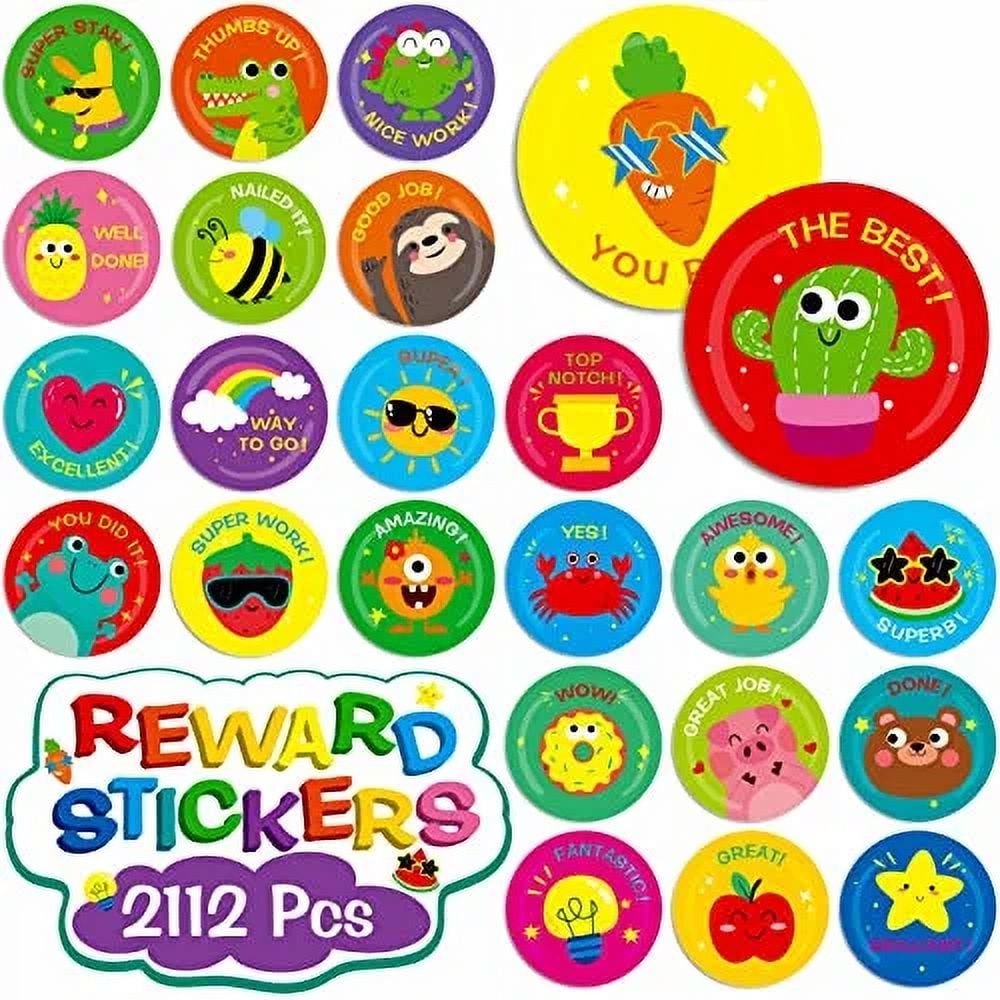 2112 PCS Round Incentive Stickers, 24 Cartoon Designs, Motivational ...