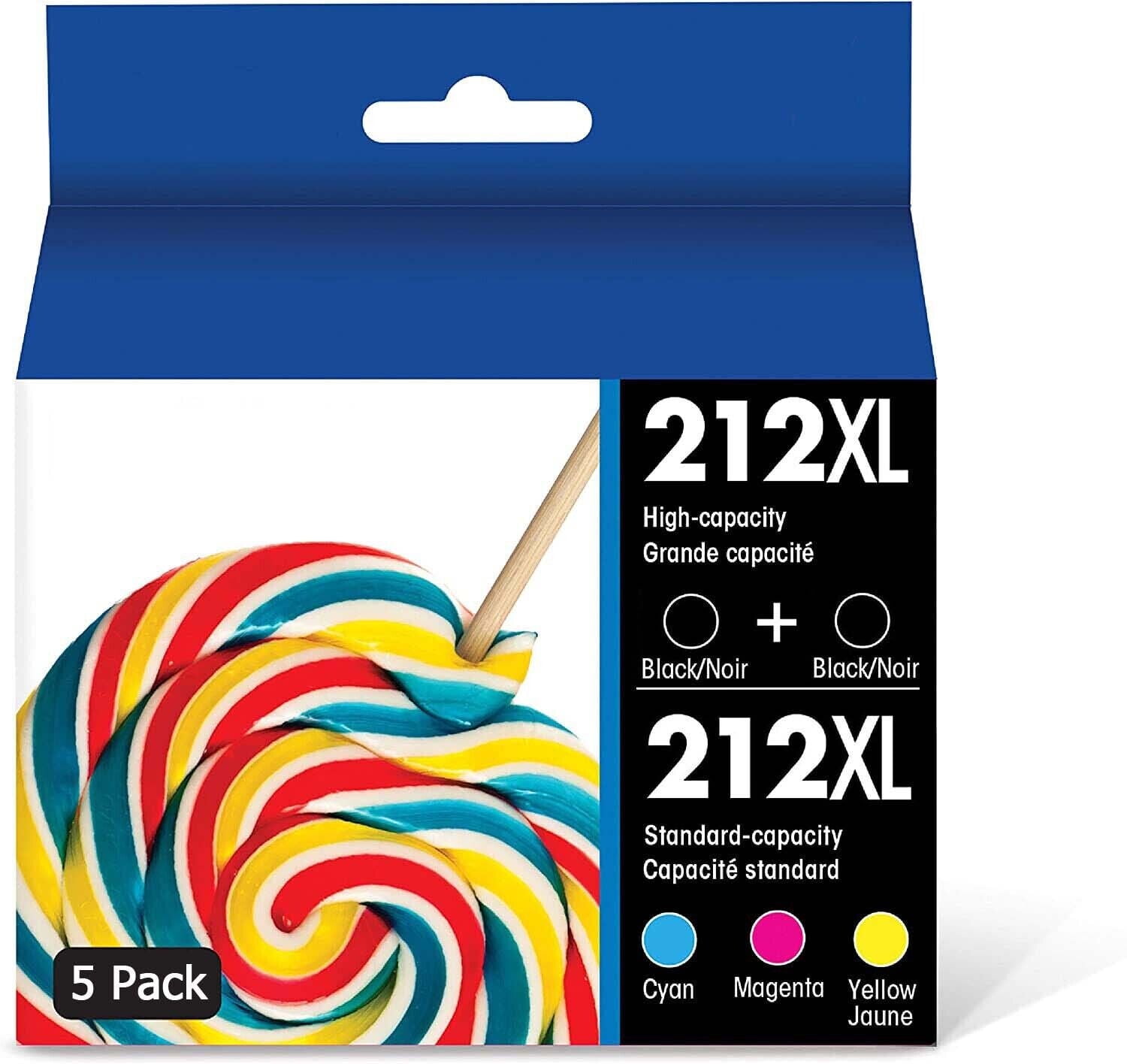 Epson 212XL Ink Cartridges 5 Pack (2 Black, Cyan, Magenta, Yellow) for ...