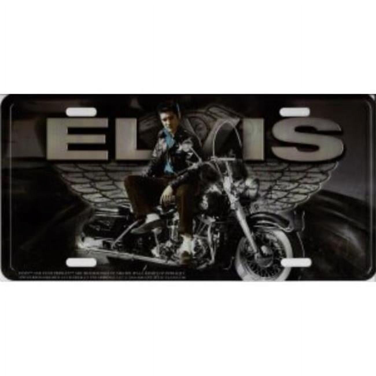 212 Main E8635 6 x 12 in. Elvis on Motorcycle with Wings Metal License ...