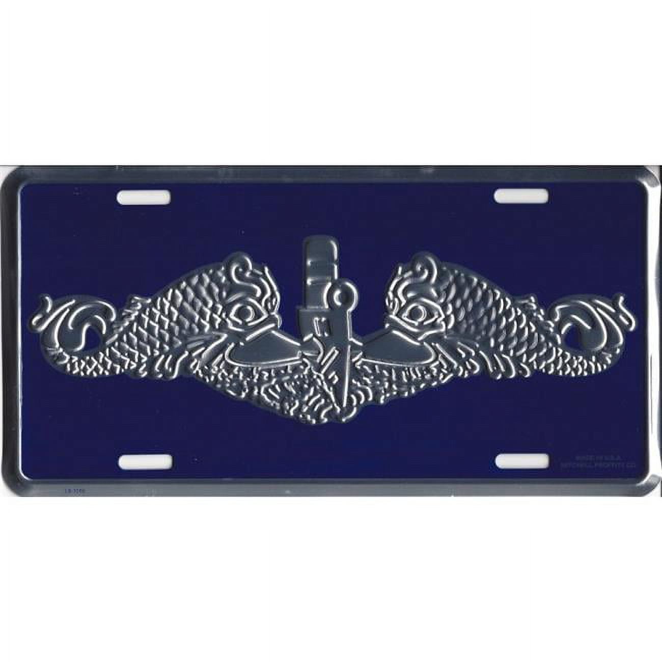 212 Main LN43 6 x 12 in. Navy Submarine Dolphin Silver License Plate ...