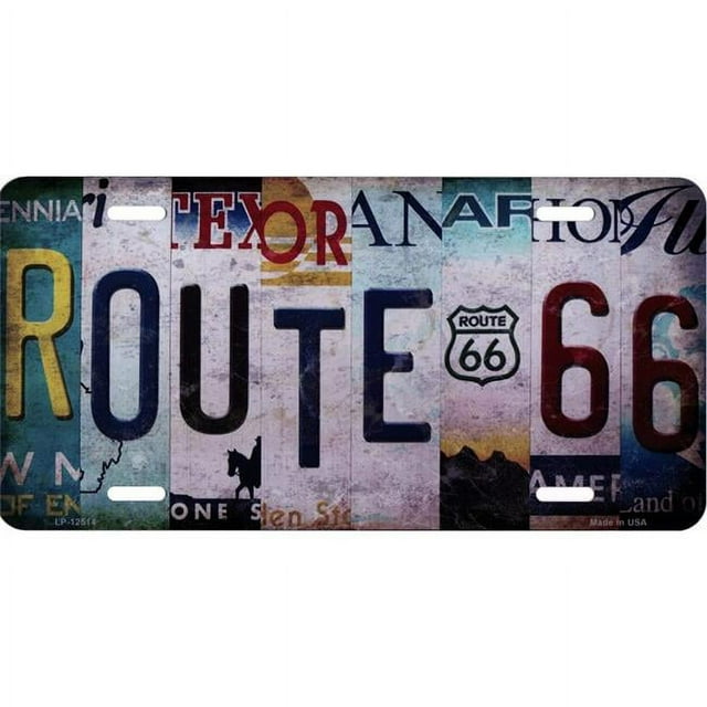 212 Main LP-12514 6 x 12 in. Route 66 Strip Metal License Plate ...