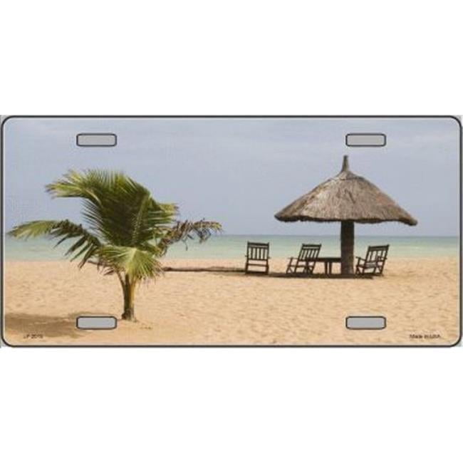 Tropical Beach Scene Metal License Plate - Walmart.com