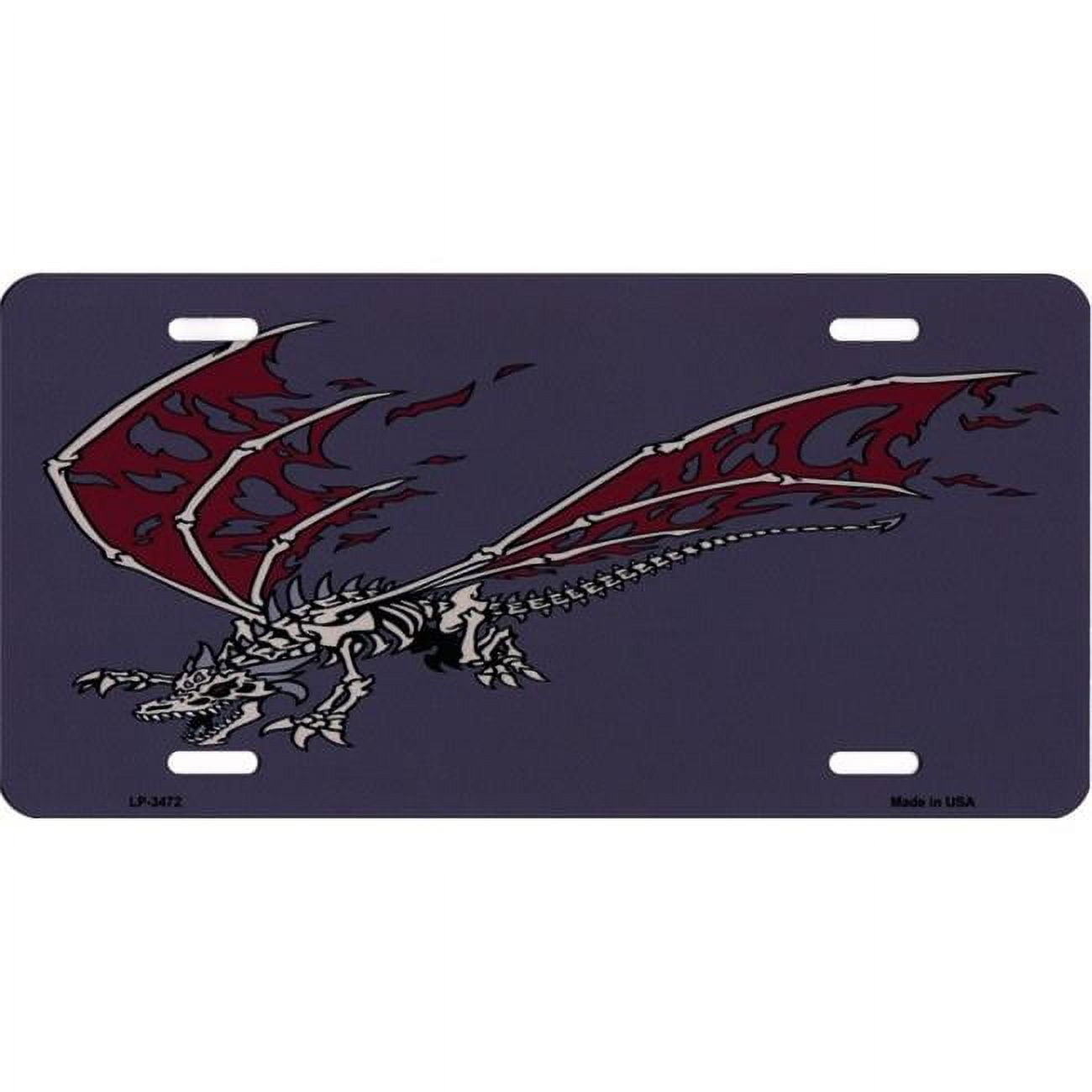 Flying Dragon Skull Offset Metal License Plate - Walmart.com