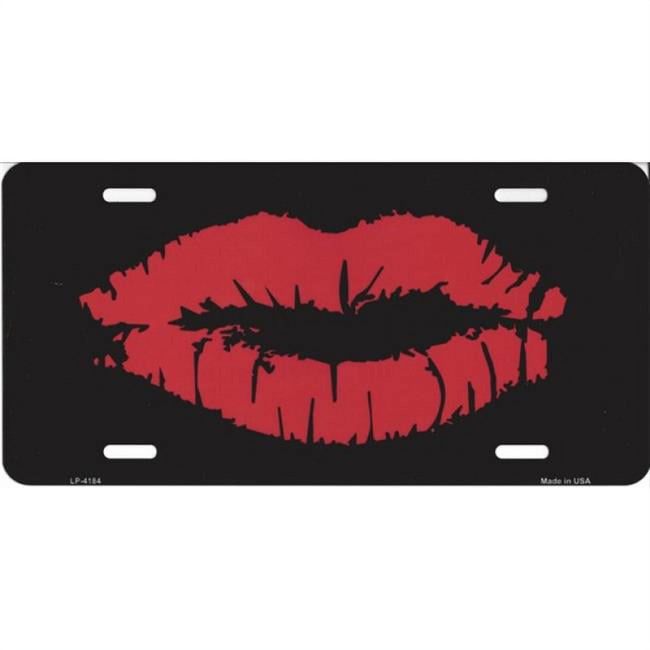 212 Main LP-4184 6 x 12 in. Red Lips on Black Metal License Plate ...