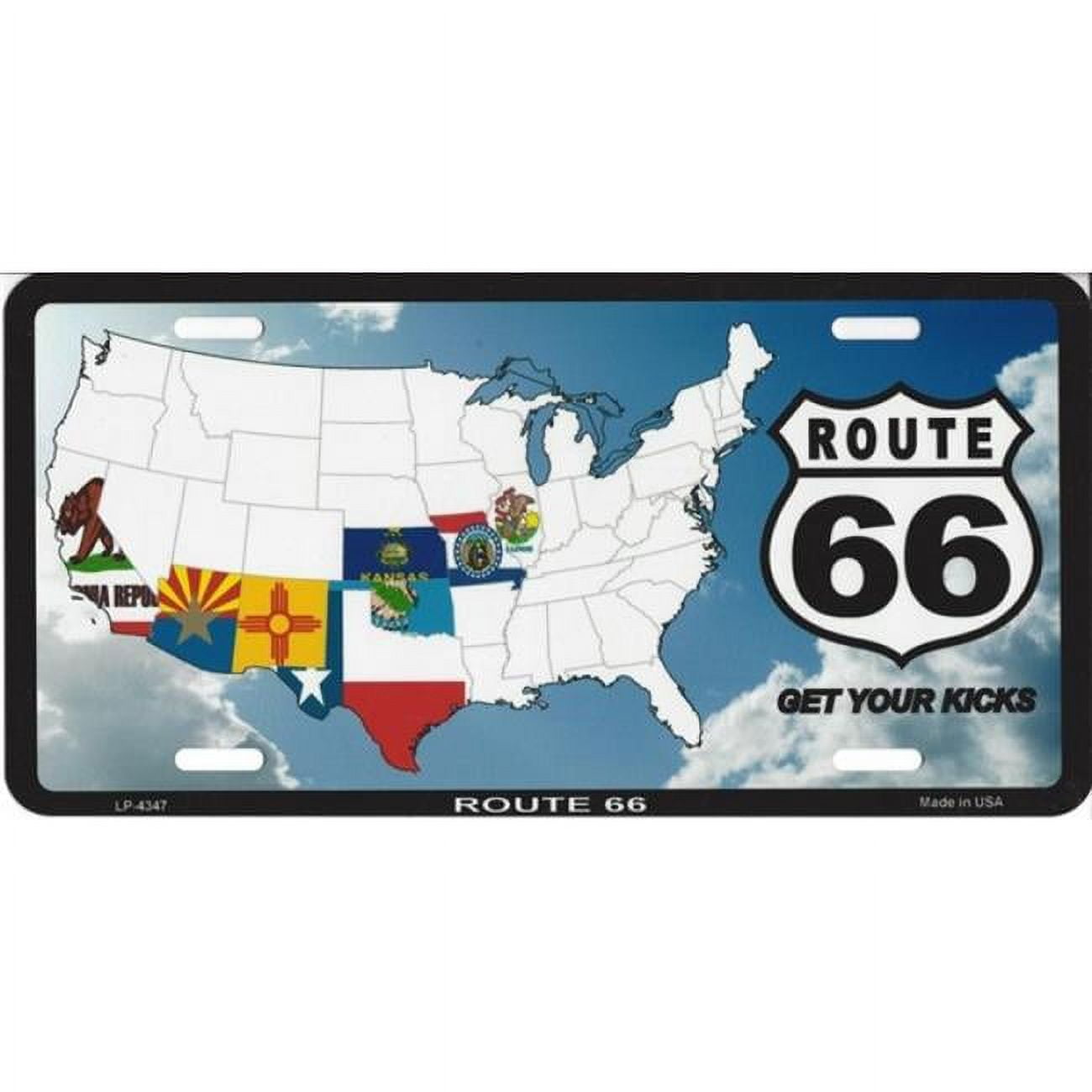 212 Main LP-4347 6 x 12 in. Route 66 with State Flags License Plate ...
