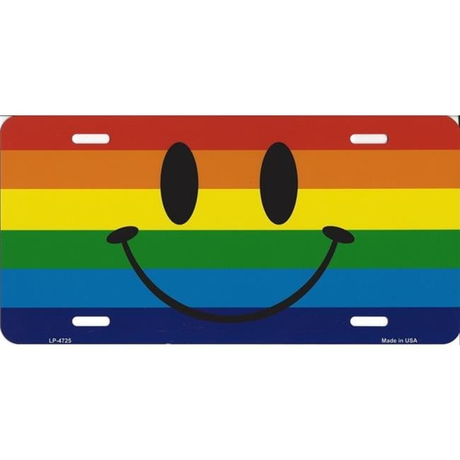 212 Main LP-4725 6 x 12 in. Smiley Face on Rainbow Flag Metal License ...
