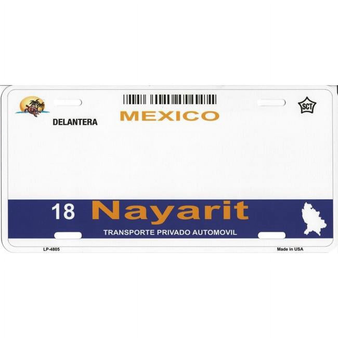 212 Main LP-4805 6 x 12 in. Nayarit Mexico Look a Like Metal License ...