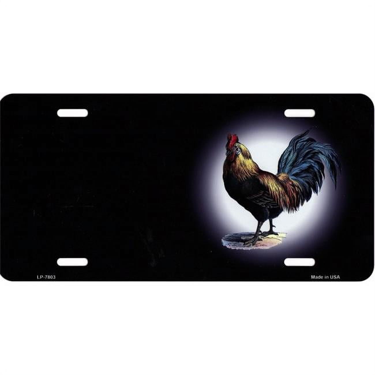 212 Main LP-7803 6 x 12 in. Rooster Offset Black Metal License Plate ...