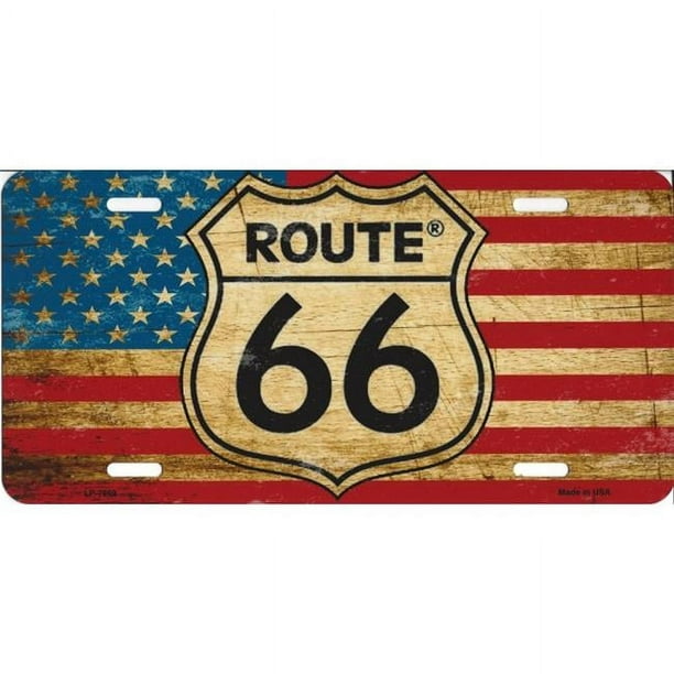 212 Main LP-7869 6 x 12 in. Route 66 Distressed American Flag Metal ...