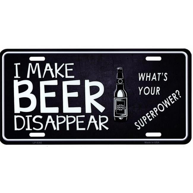 I Make Beer Disappear Metal License Plate - Walmart.com