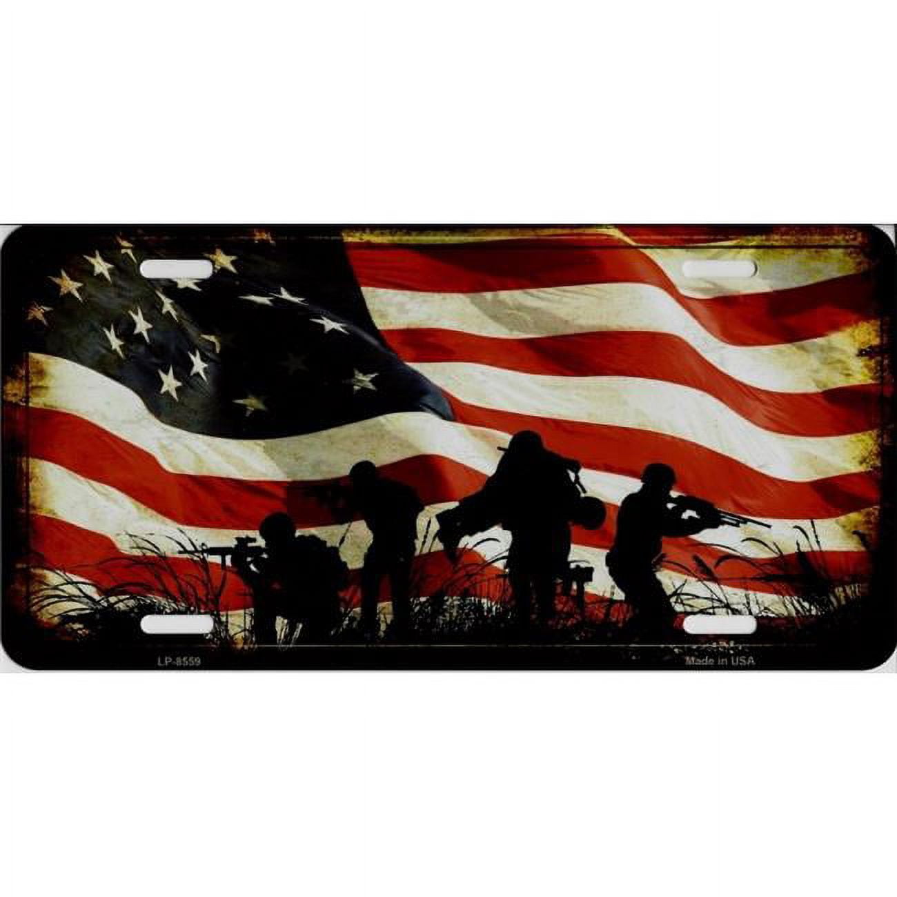 212 Main LP-8559 6 x 12 in. Soldiers on American Flag Metal License ...