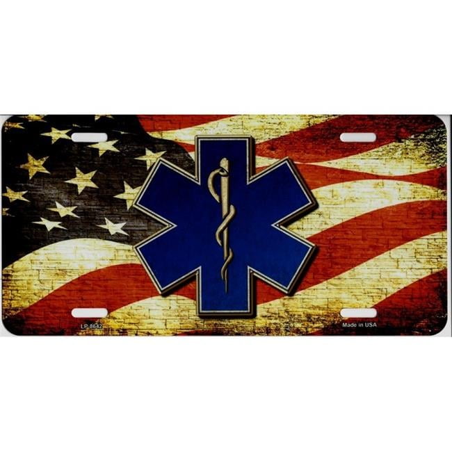 212 Main LP-8642 6 x 12 in. EMT Logo on American Flag Metal License ...