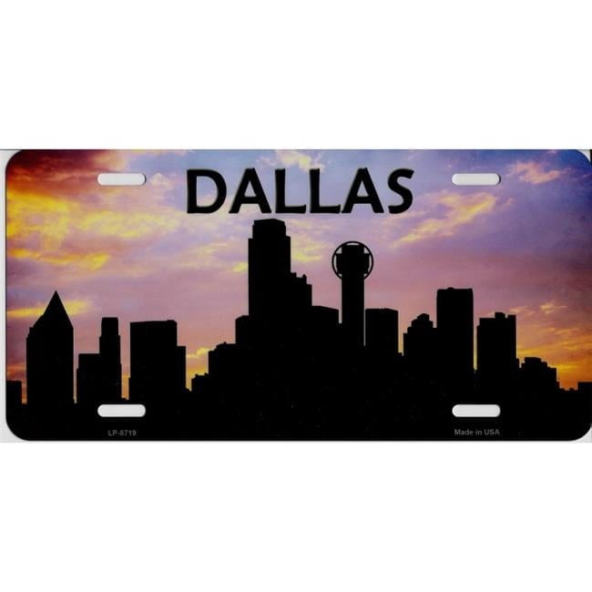 Dallas Skyline Silhouette Metal License Plate - Walmart.com