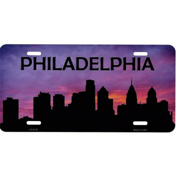 Philadelphia Skyline Silhouette Metal License Plate - Walmart.com