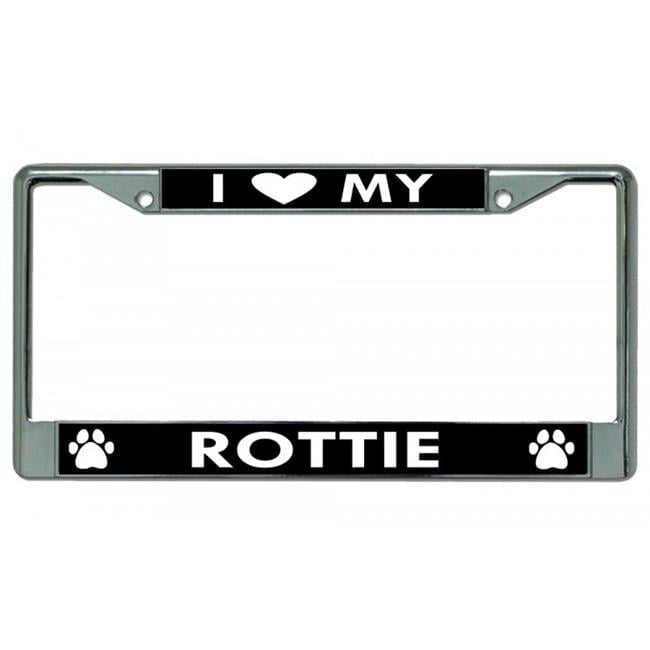 I Heart My Rottie Dog Chrome License Plate Frame - Walmart.com