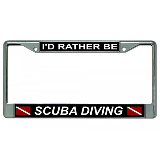 I'd Rather Be Scuba Diving Dive Flag Chrome License Plate Frame ...
