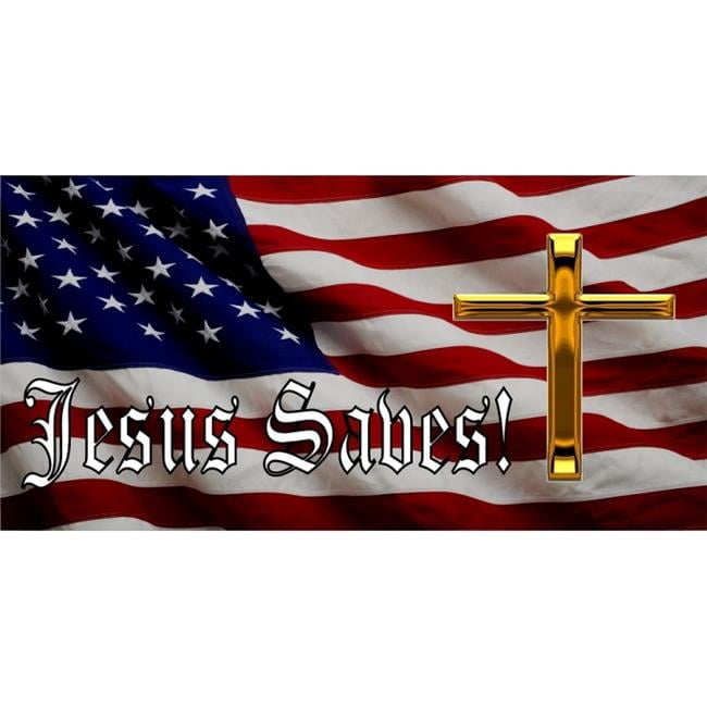 212 Main LPO3114 6 x 12 in. Jesus Saves on American Flag with Gold ...