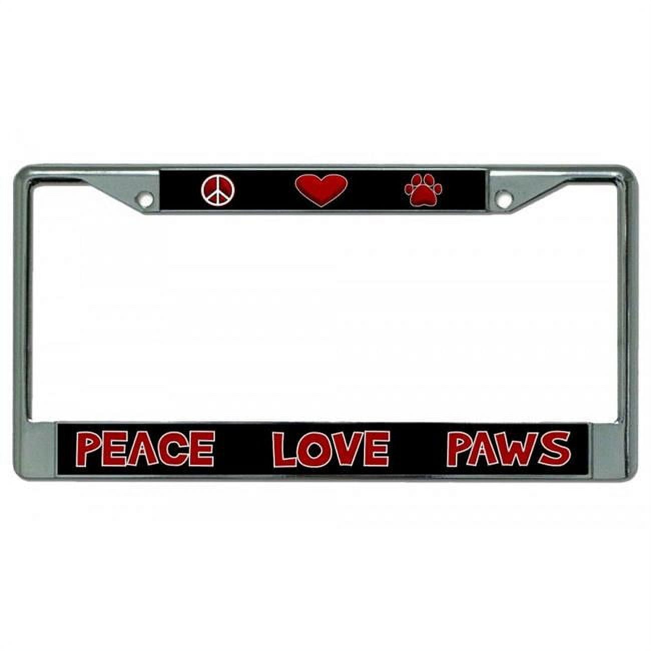 212 Main LPO3120 6 x 12 in. Peace Love Paws Chrome License Plate Frame ...