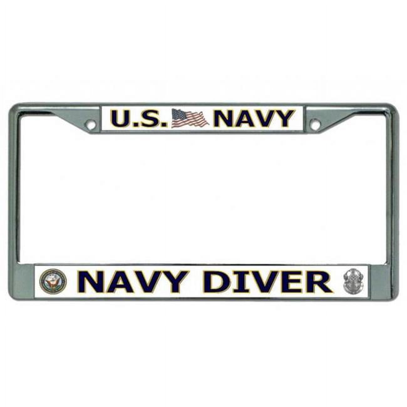 212 Main LPO3817 6 x 12 in. U.S. Navy Diver Chrome License Plate Frame ...