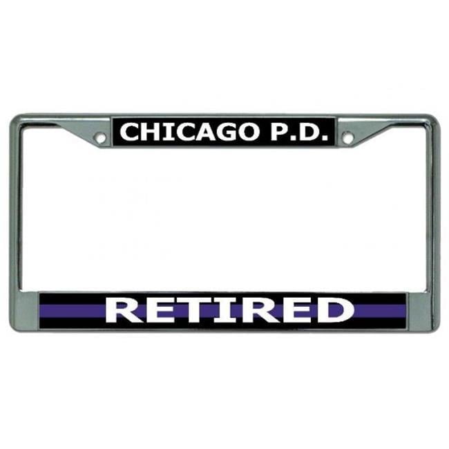 Chicago P.D. Thin Blue Line Retired Chrome License Plate Frame ...