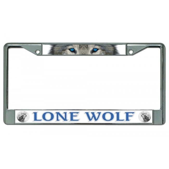 Lone Wolf Eyes Chrome License Plate Frame - Walmart.com