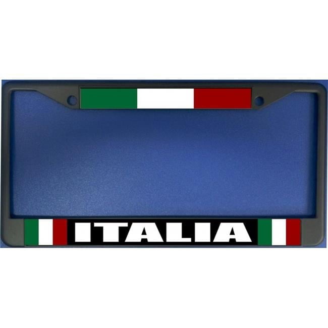 212 Main LPO4444 6 x 12 in. Italia with Flag Black License Plate Frame ...
