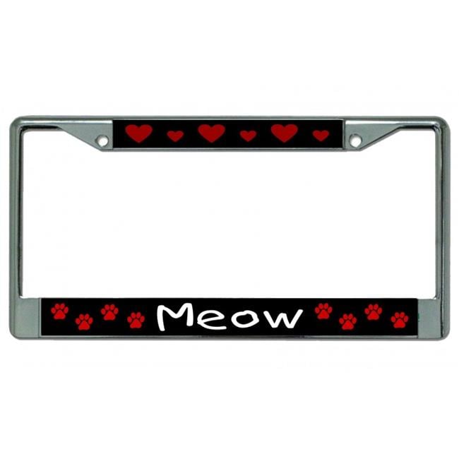 212 Main LPO4562 6 x 12 in. Meow Paw Prints & Hearts Chrome License ...