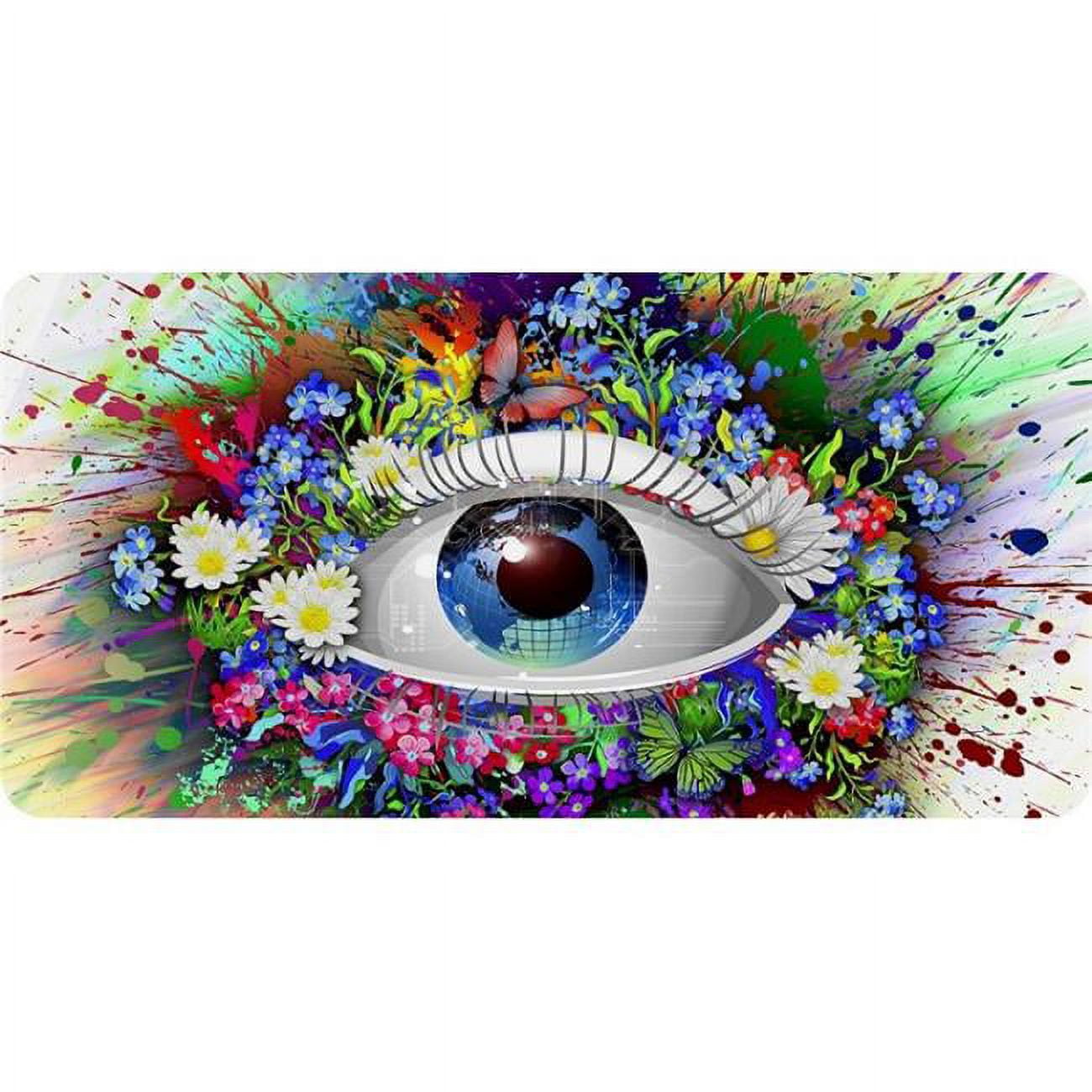 212 Main LPO4891 6 x 12 in. Butterfly & Flowers Eye Photo License Plate ...