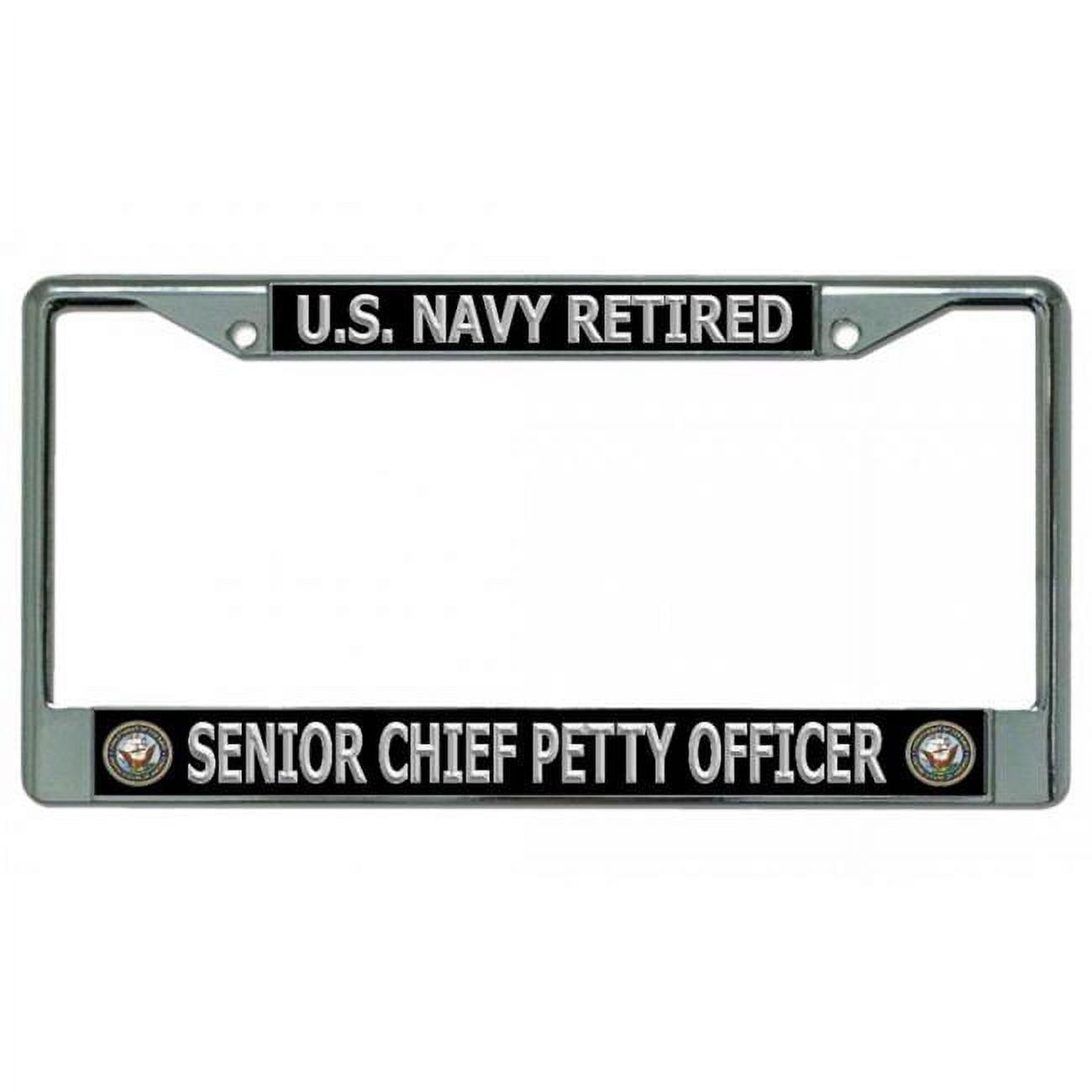 212 Main 6 x 12 in. Chrome License Plate Frame, U.S. Navy Retired ...